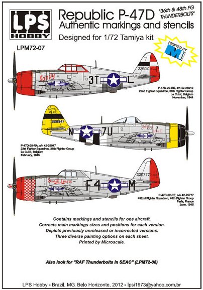 MODELIMEX Online Shop | 1/72 P-47D Decals (36th & 48th FG Thunderbolts ...