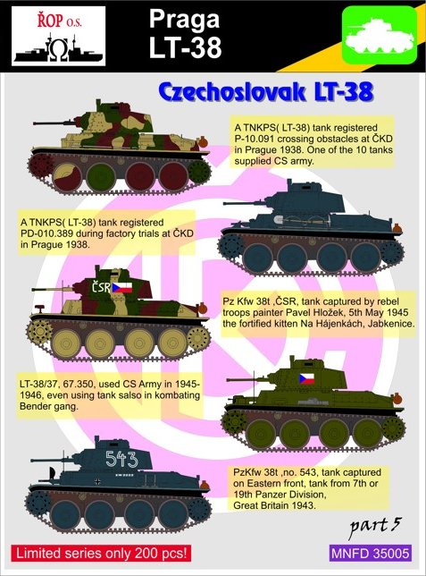 MODELIMEX Online Shop | 1/35 Decals Praga LT-38 Czechoslovakia | váš ...
