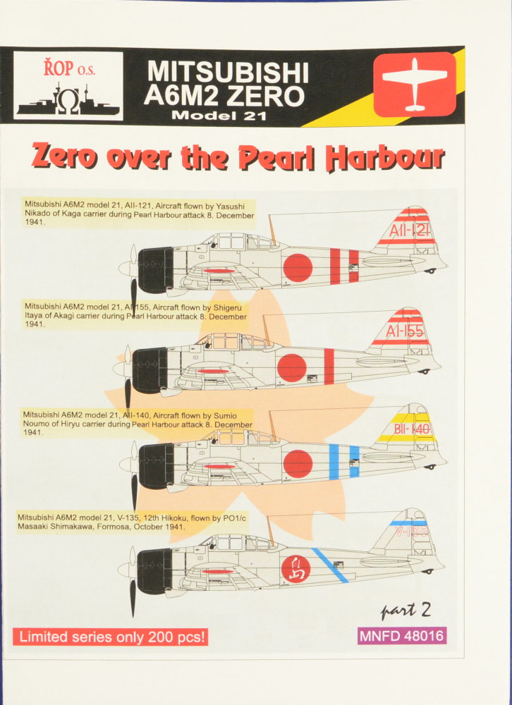 MODELIMEX Online Shop | 1/48 Decals A6M2 ZERO over the Pearl Harbour ...