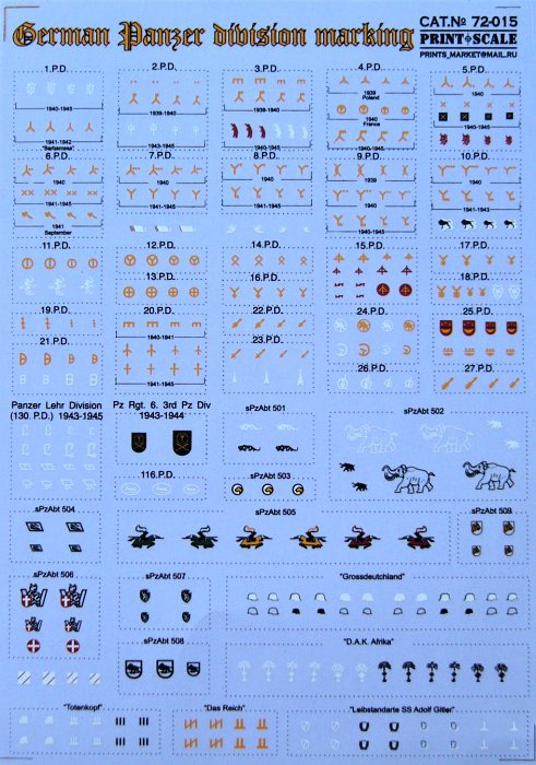 MODELIMEX Online Shop | 1/72 German Panzer division marking (wet decals ...